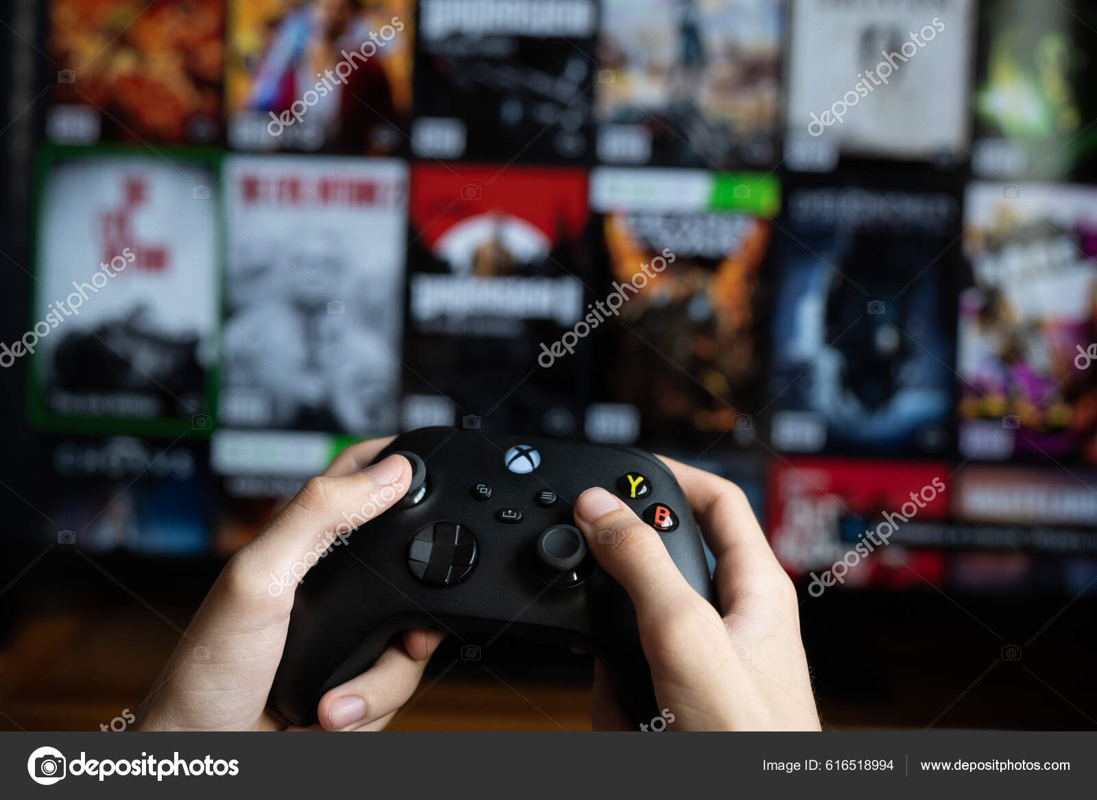 Joystick Controller Playing New Xbox Series Console Tarragona Spain ...