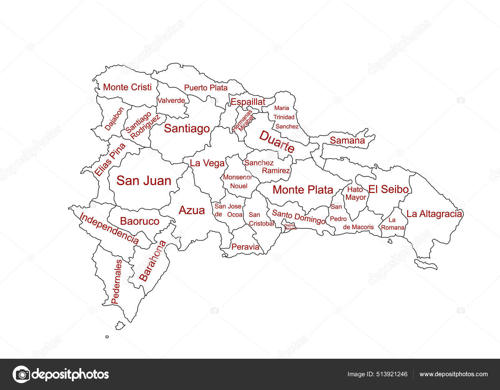 República Dominicana Vector Mapa Línea Contorno Silueta Ilustración ...