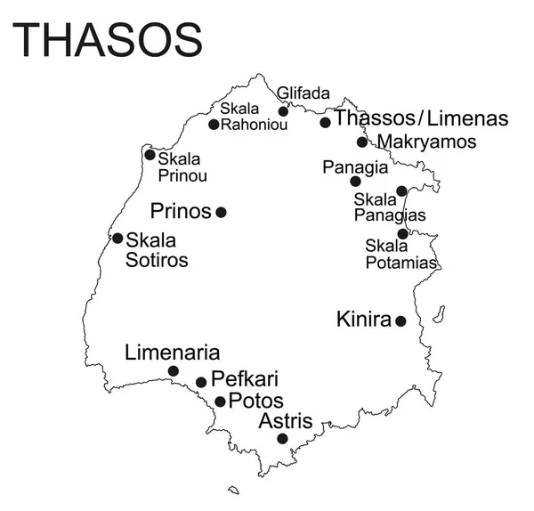 Greek Island Thasos Map Vector Line Contour Silhouette Illustration ...