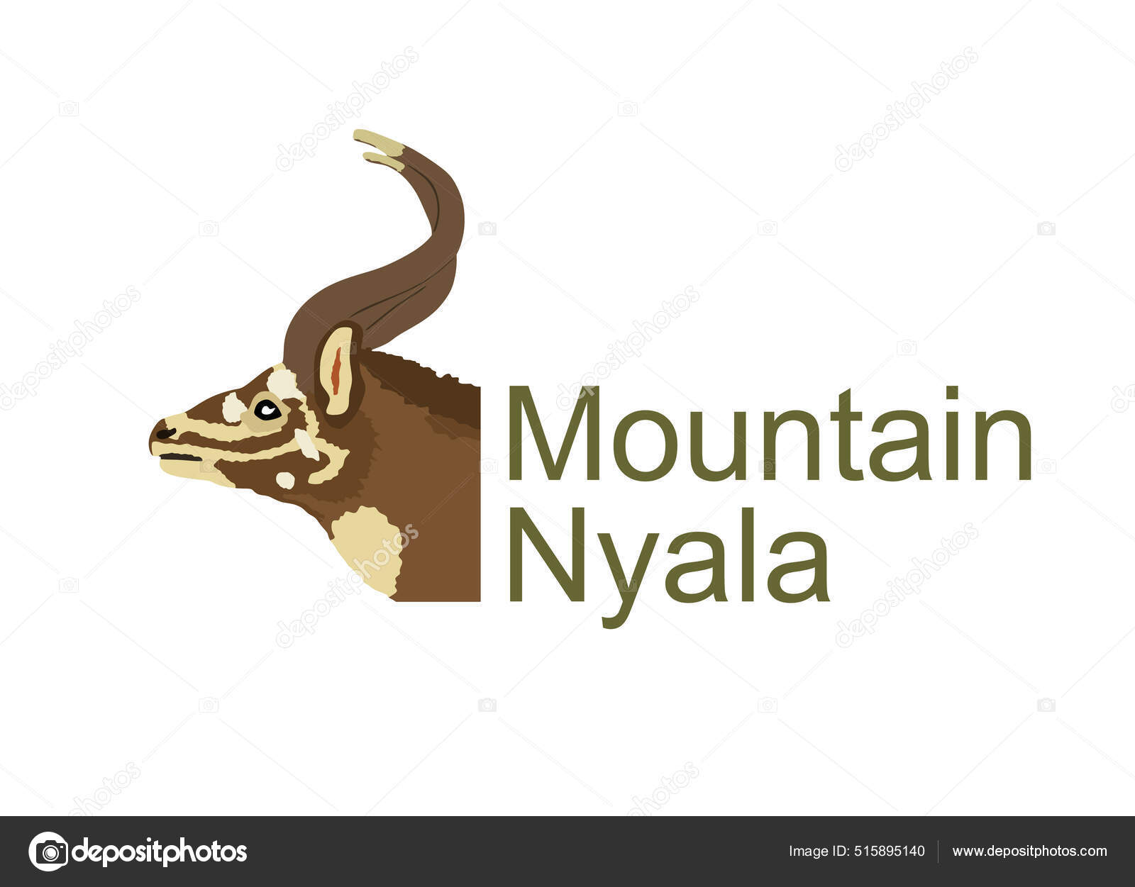 Mountain Nyala Head Vector Illustration Isolated White Background ...