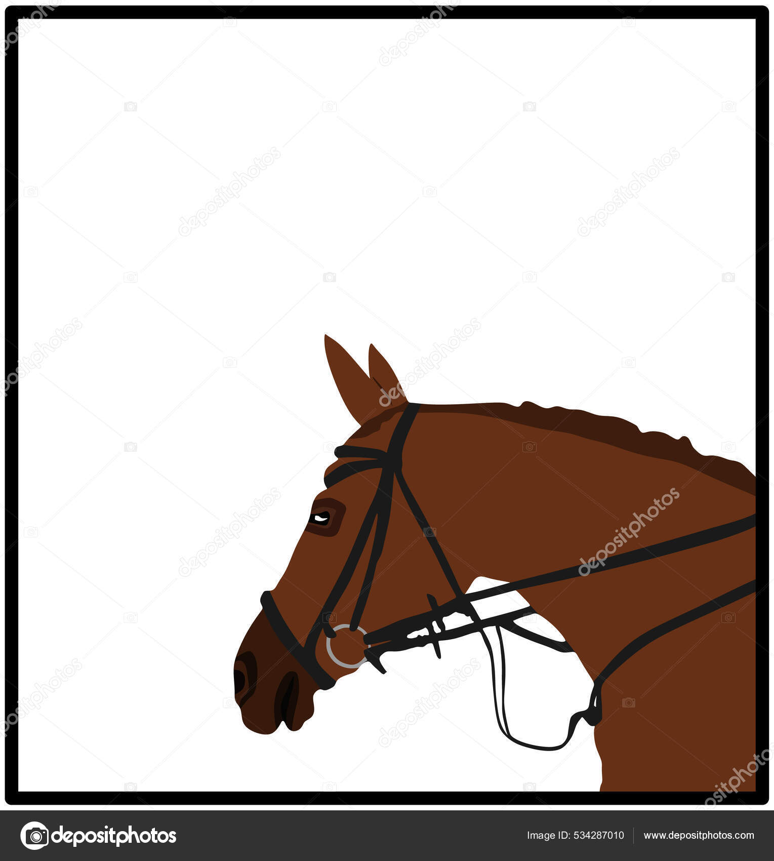 Ilustrasi Vektor Potret Kepala Kuda Balap Yang Elegan Terisolasi Pada ...