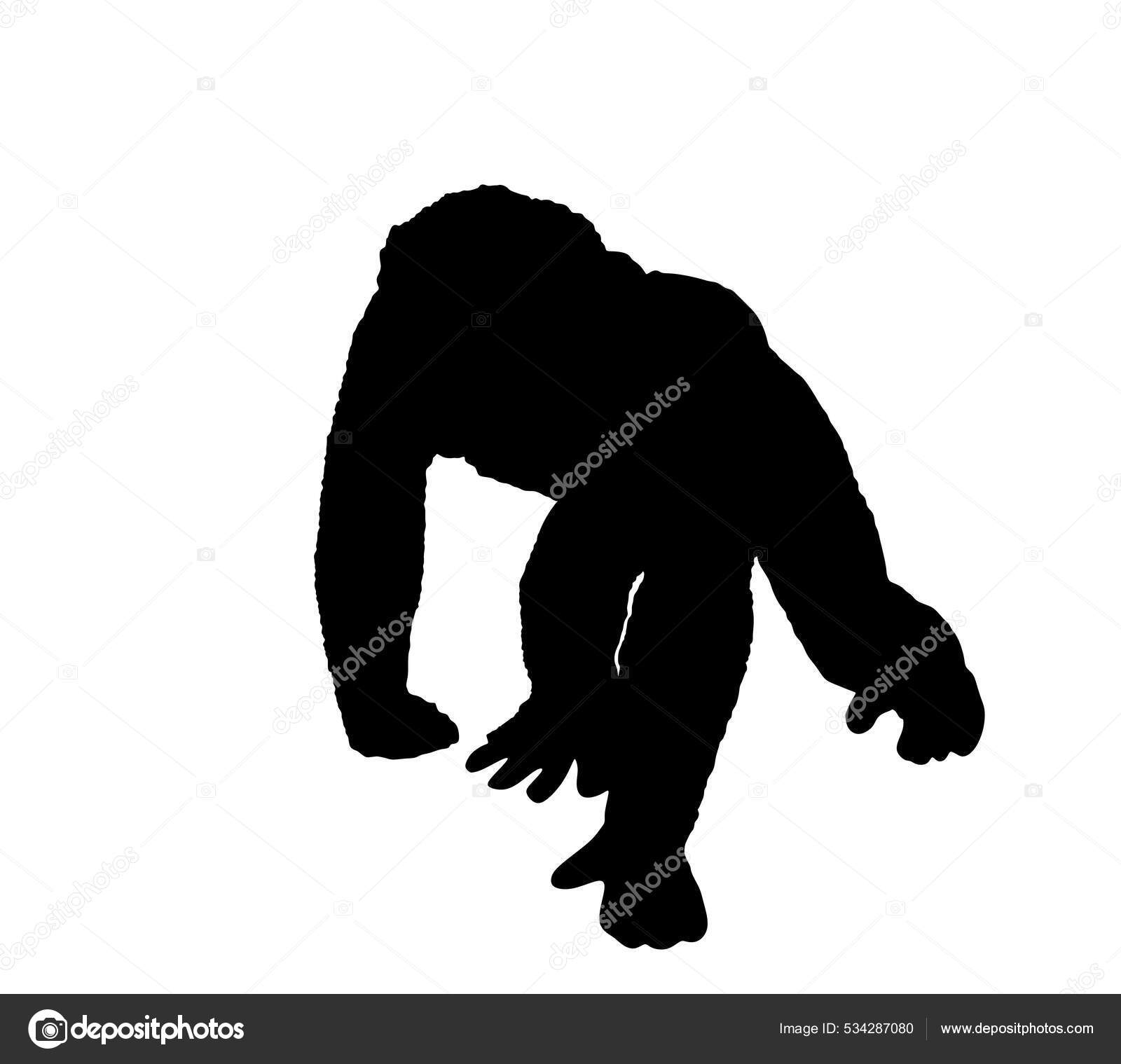 Ilustrasi Siluet Vektor Monyet Simpanse Diisolasi Pada Latar Belakang ...