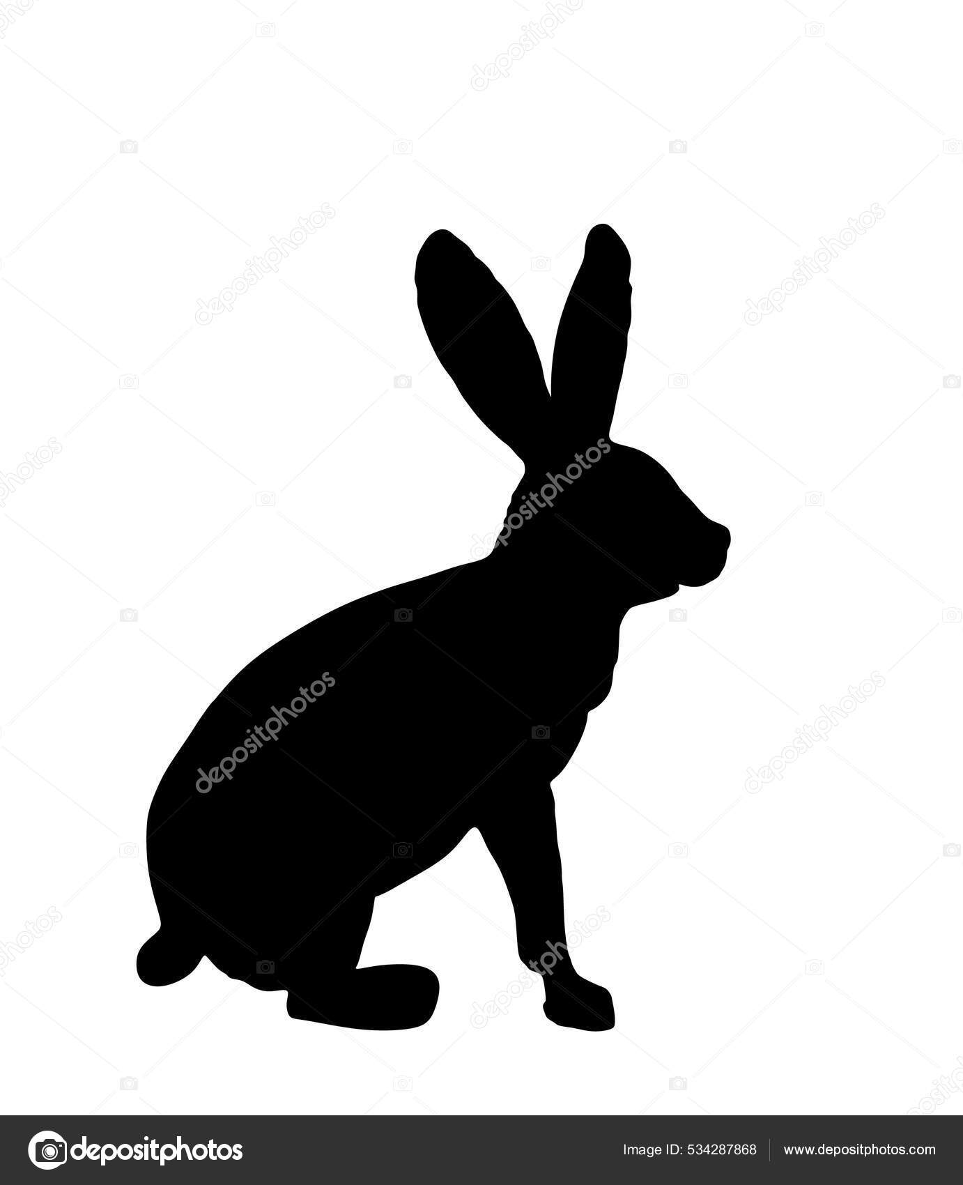 Rabbit Silhouette Vector Illustration Isolated White Background Rodent ...