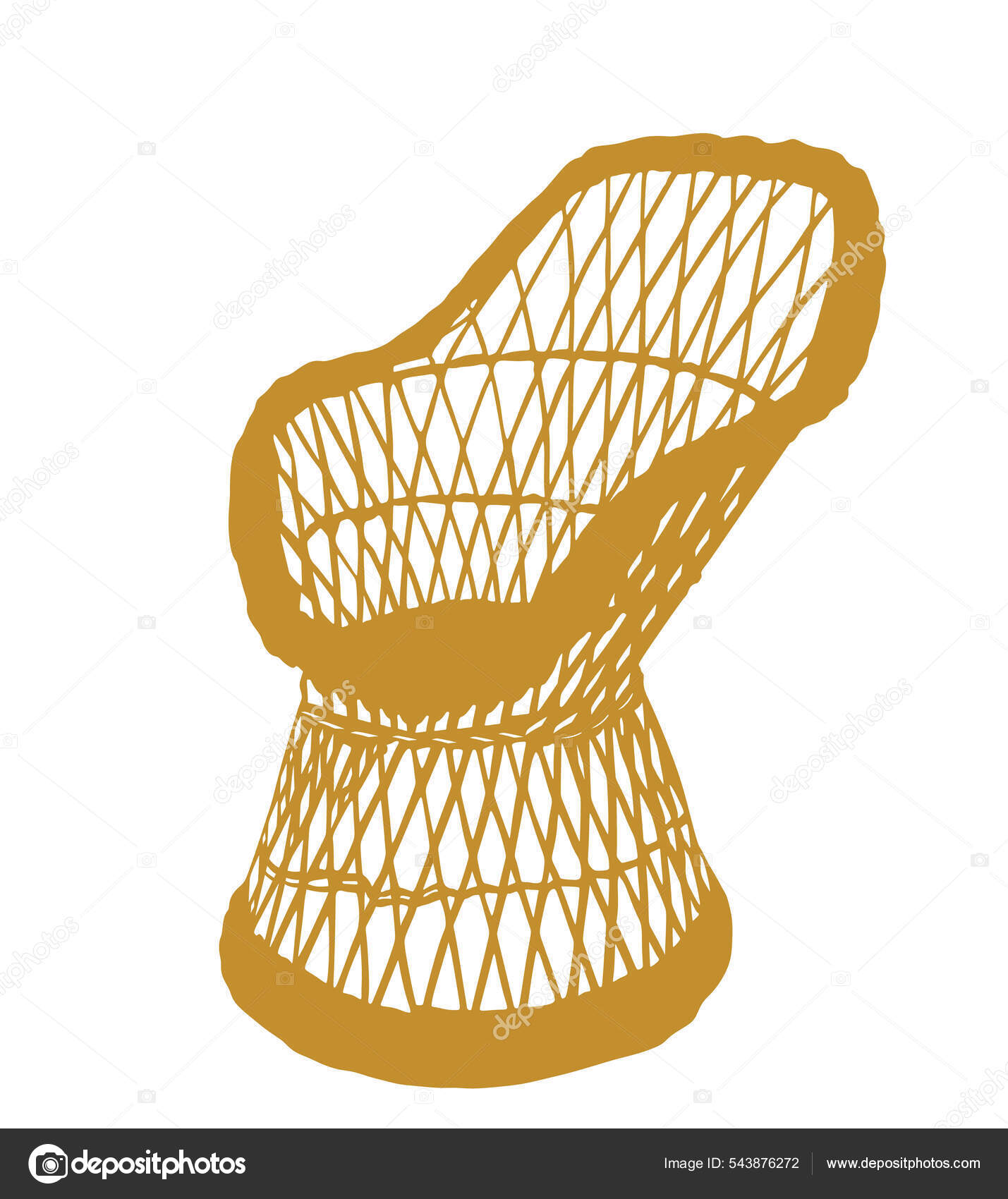 Wooden Wicker Chair Vector Silhouette Illustration Isolated White ...