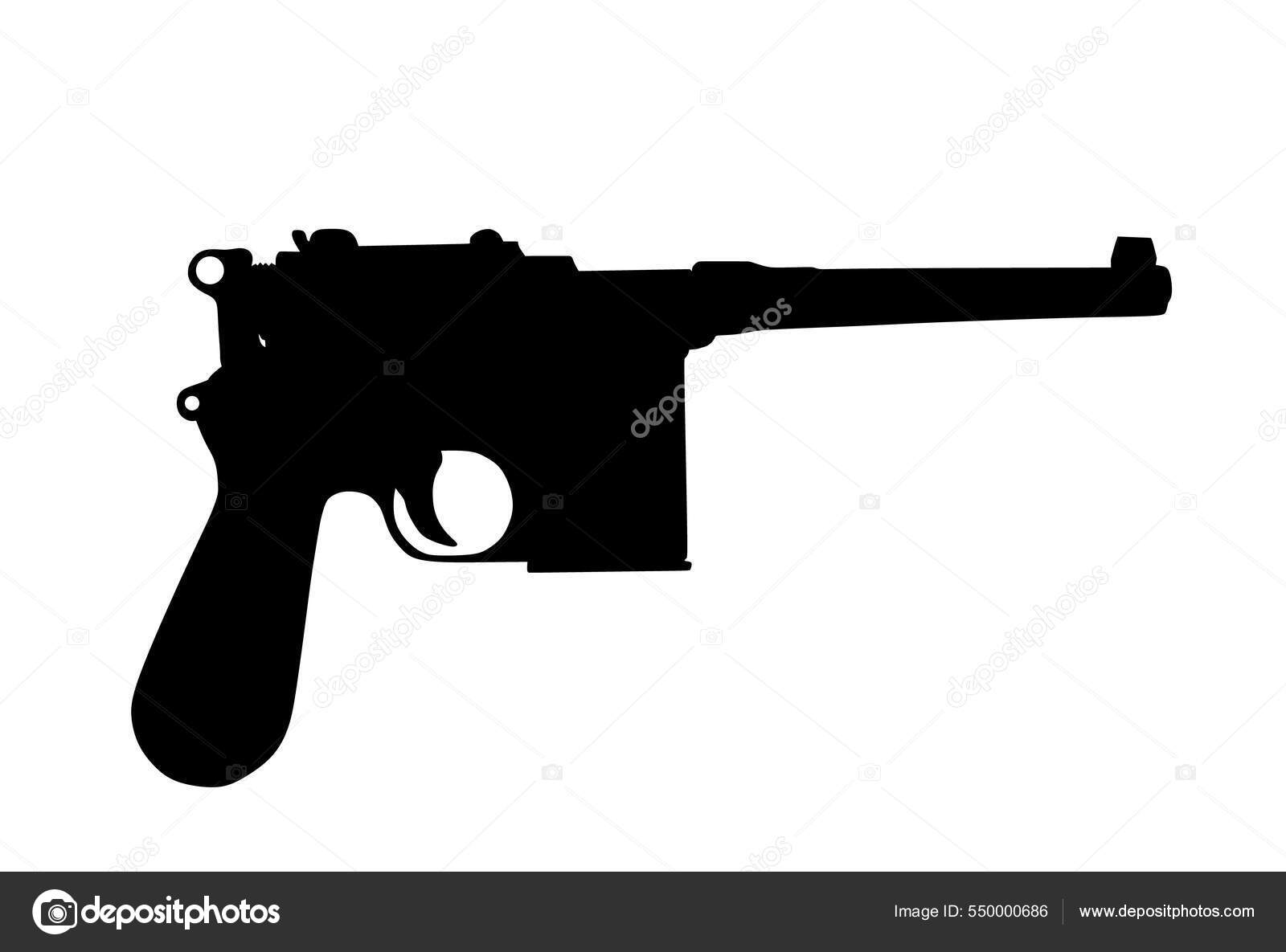 Ilustrasi Siluet Vektor Pistol Mauser Diisolasi Pada Latar Belakang ...