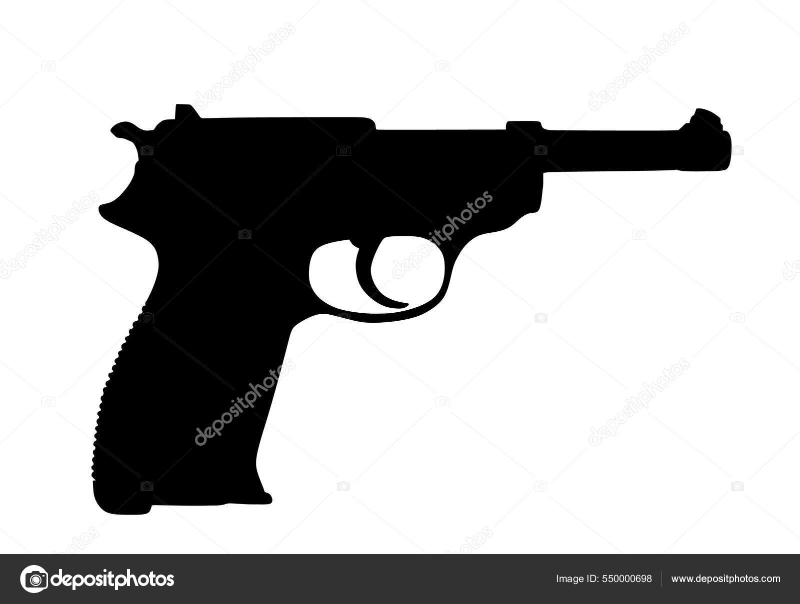 Vintage Pistol Walter Gun Vector Silhouette Illustration Isolated White ...