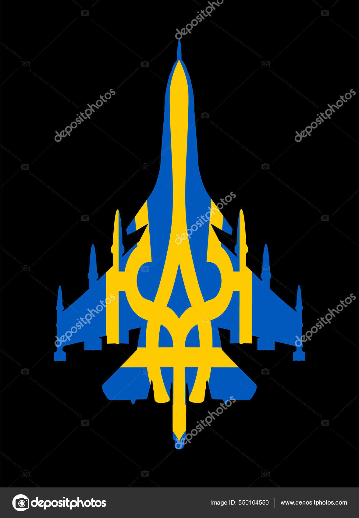 Ukraine Flag Jet Fighter Military Plane Vector Silhouette Illustration ...