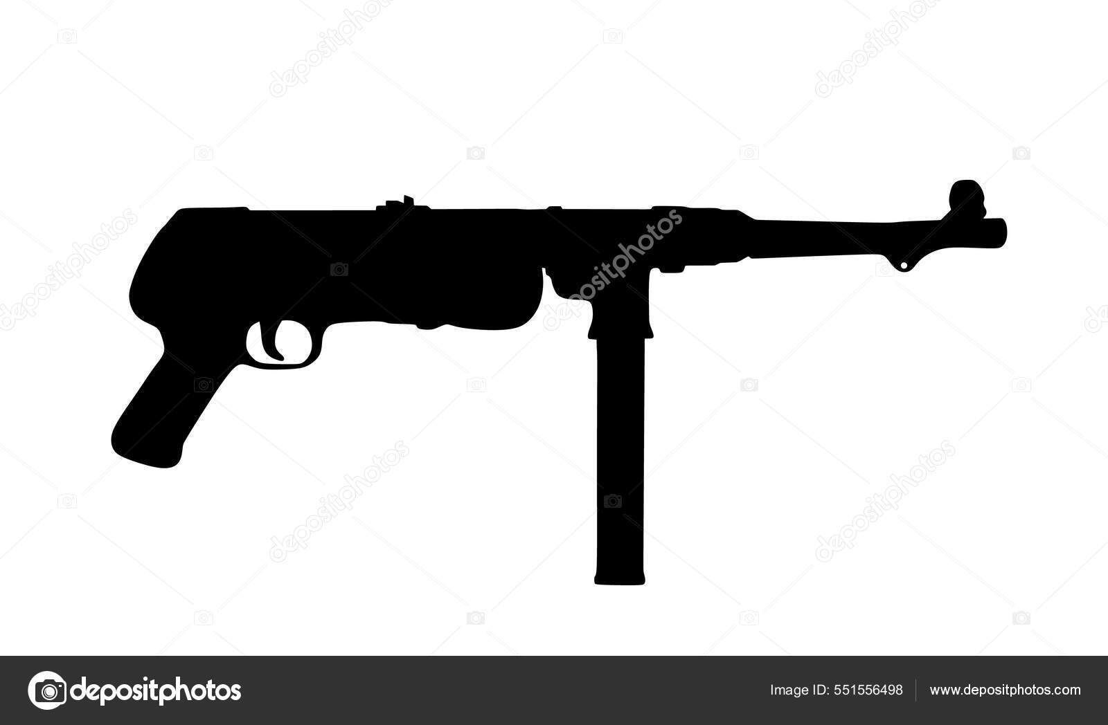 Ww2 German Submachine Gun Vector Silhouette Illustration Isolated White ...