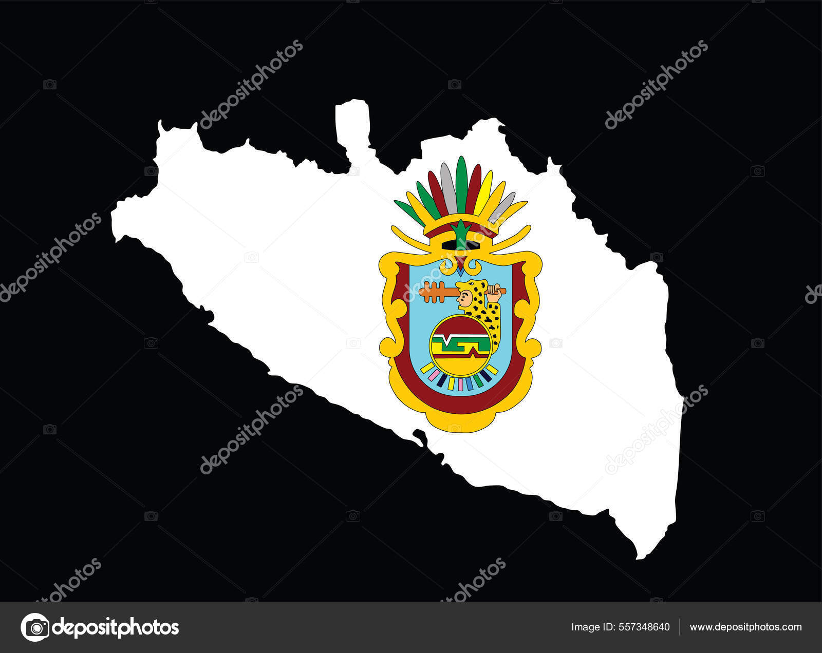 Guerrero Map Vector Silhouette Illustration Isolated Black Background ...