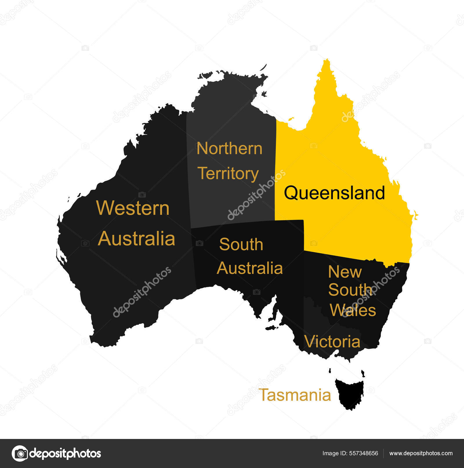 Australian Map Vector Silhouette Illustration Isolated White Background ...