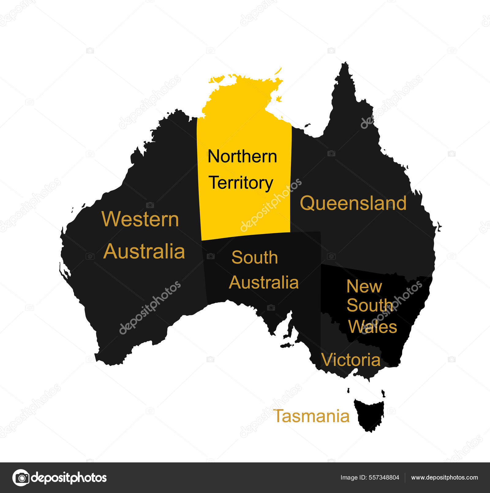 Northern Territory Map Australian Map Vector Silhouette Illustration ...