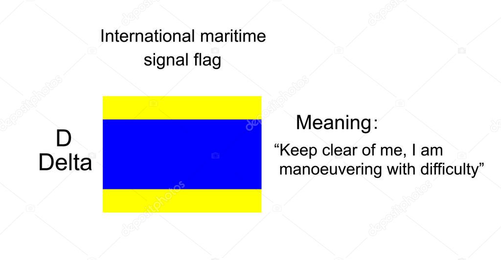 International maritime signal flag Delta vector illustration. Alphabet ...