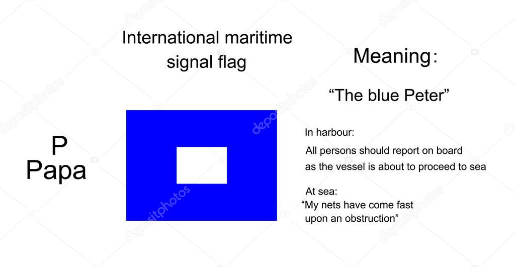 International maritime signal flag Papa vector illustration. Alphabet ...