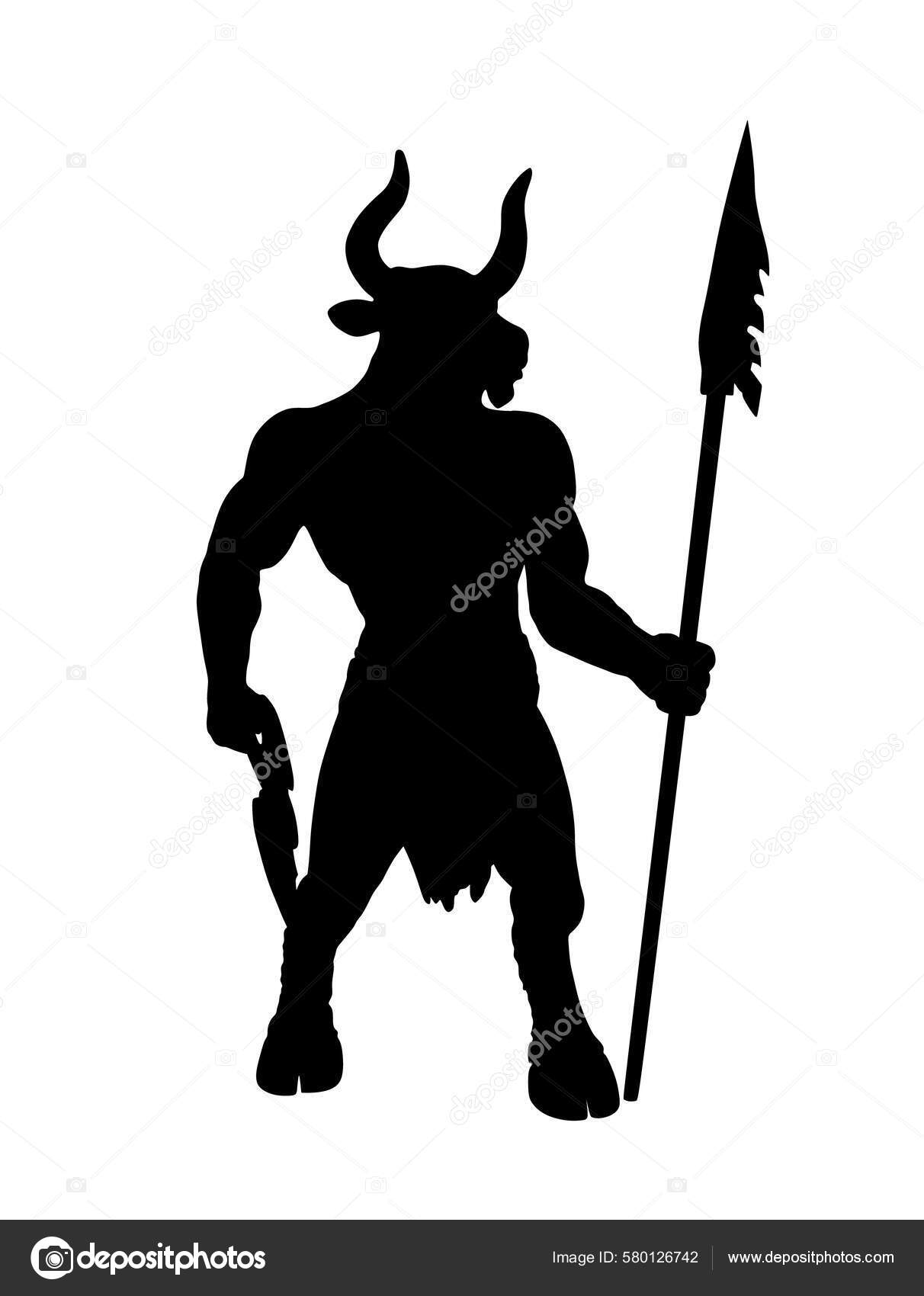 Ilustrasi Siluet Vektor Siluet Minotaur Dari Mitologi Yunani Terisolasi ...