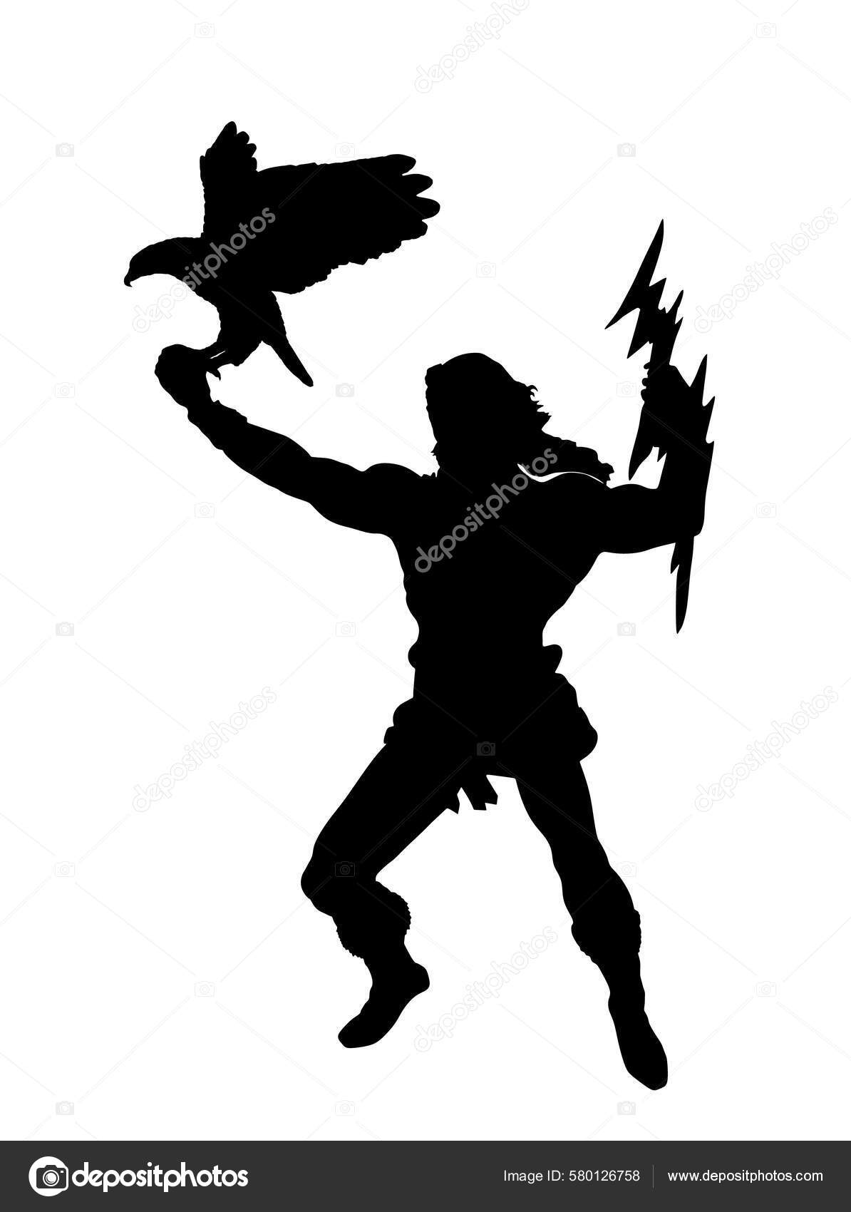 Ancient Greek God Zeus Vector Silhouette Illustration Isolated White ...