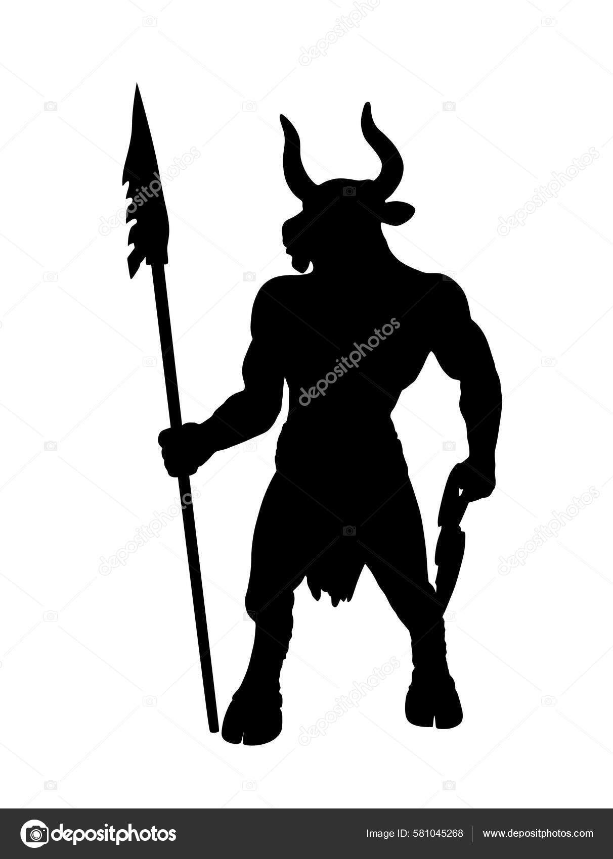 Greek Mythology Creature Minotaur Vector Silhouette Illustration ...