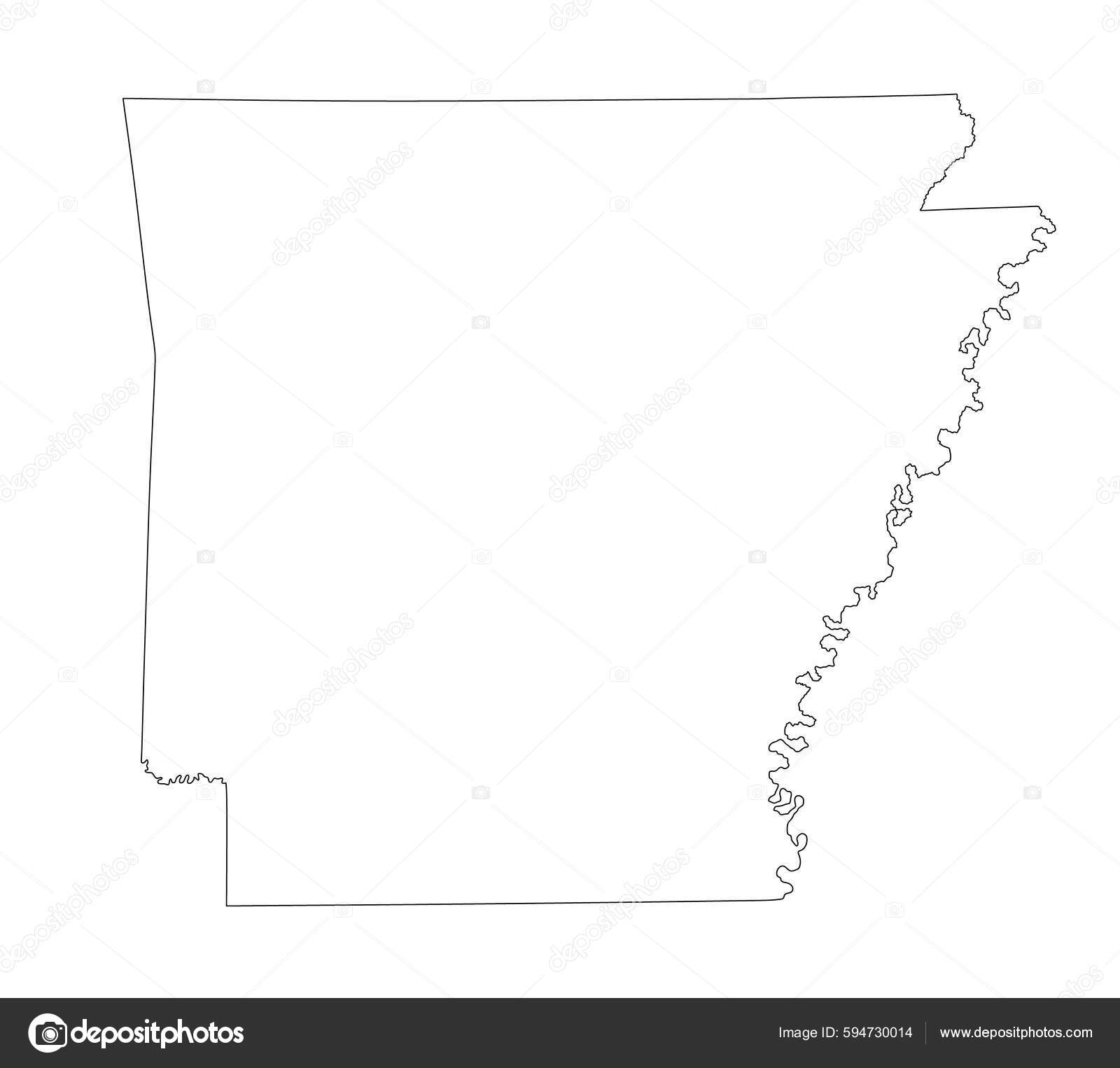 Blank Arkansas Vector Map Silhouette Illustration Isolated White ...