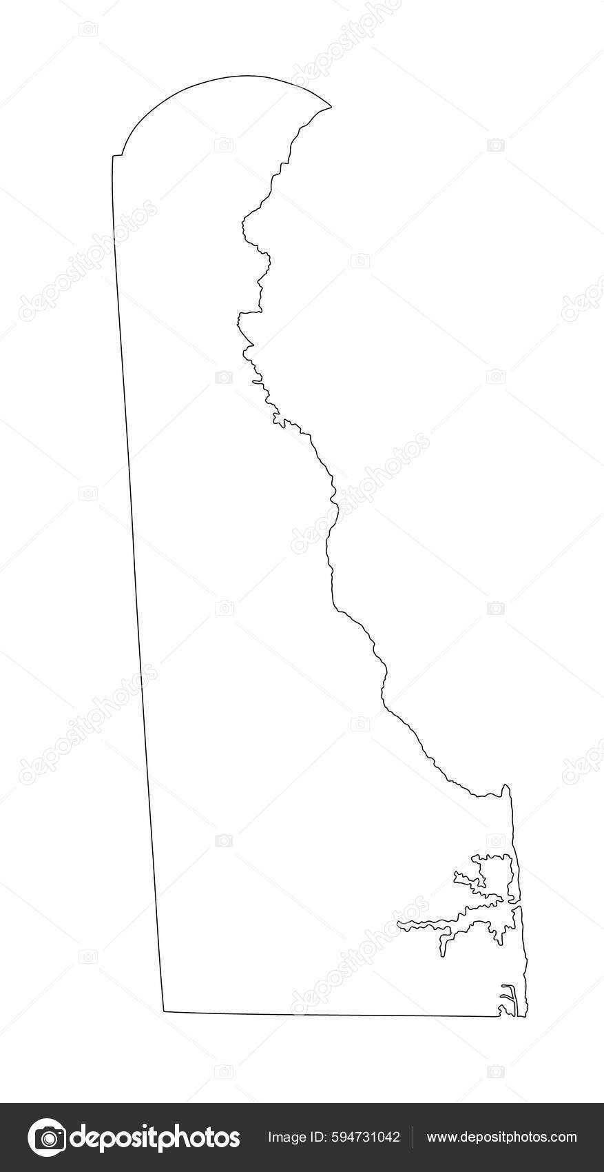 Blank Delaware Vector Map Silhouette Illustration Isolated White ...