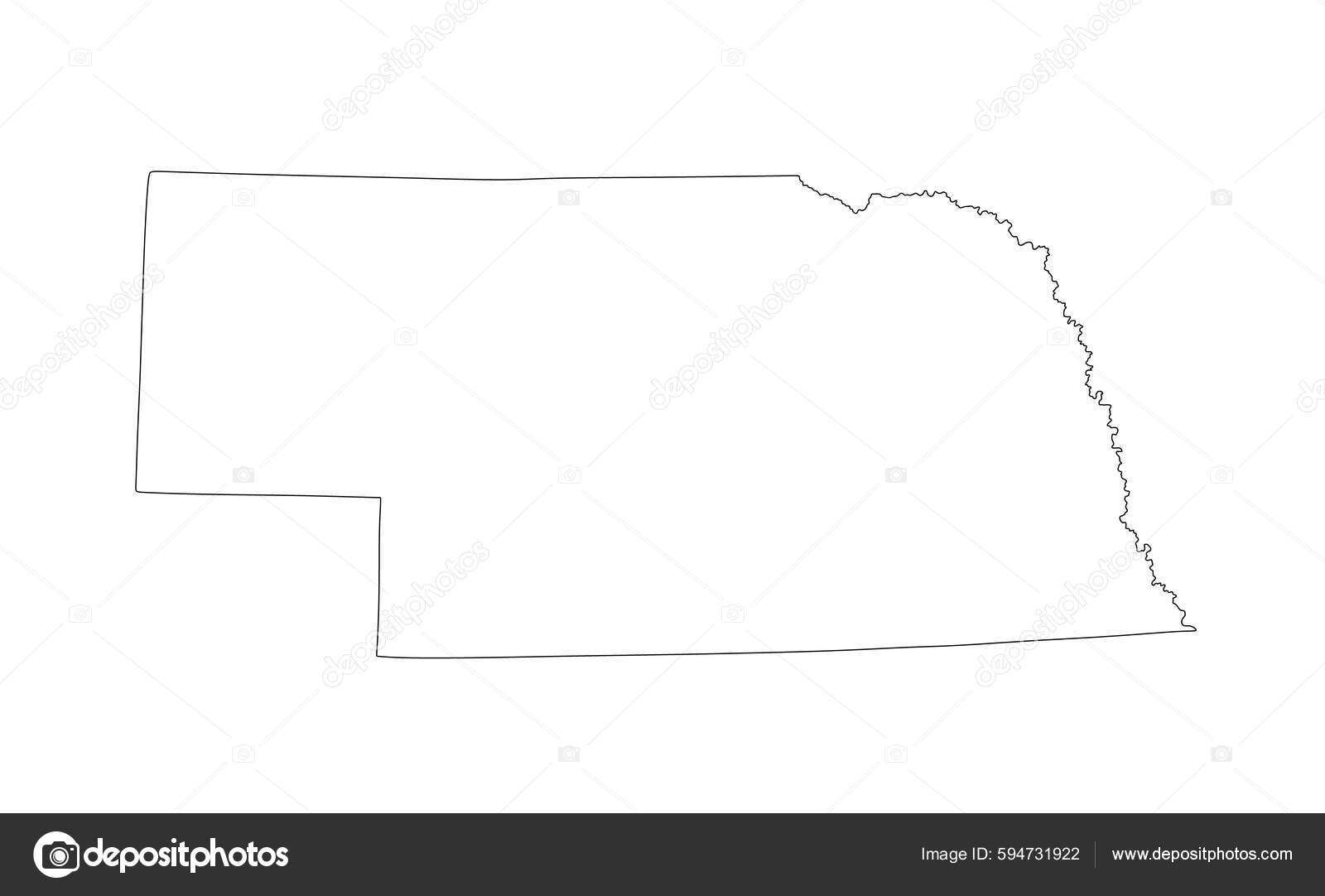 Blank Nebraska Vector Map Silhouette Illustration Isolated White ...