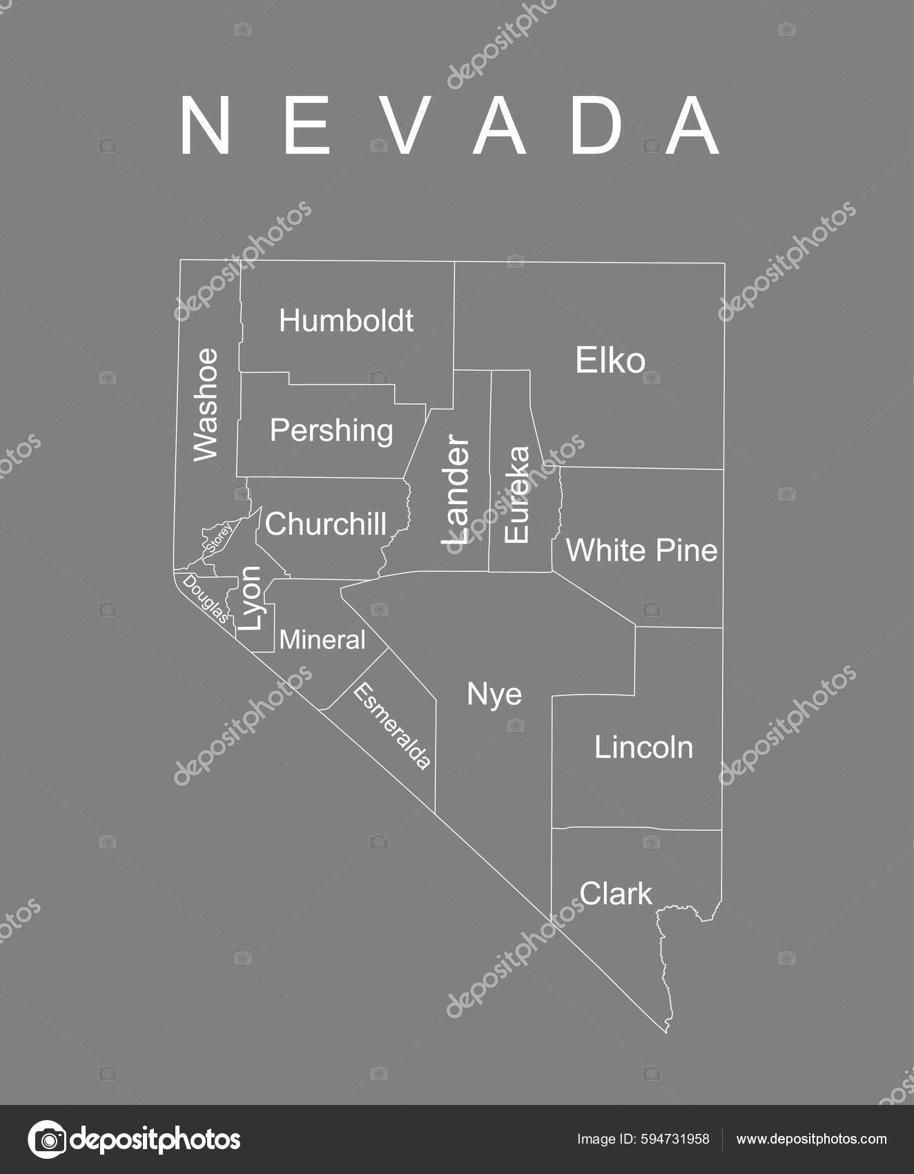 Nevada State Vector Map Silhouette Illustration Isolated Gray ... Nevada State Vector Map Silhouette Illustration Isolated Gray ...