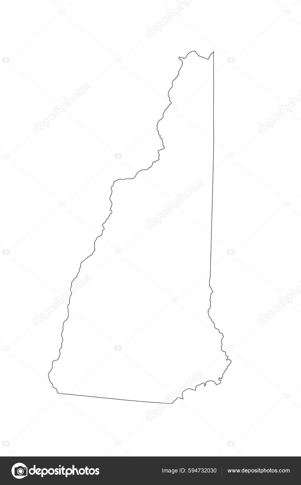Blank New Hampshire Vector Map Silhouette Illustration Isolated White ...
