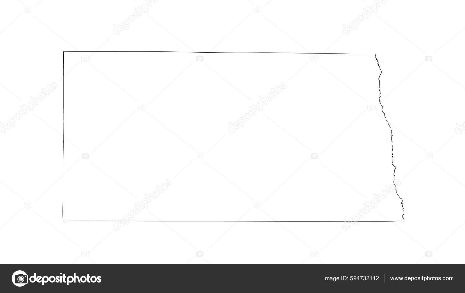 Blank North Dakota Map Vector Silhouette Illustration Isolated White ...
