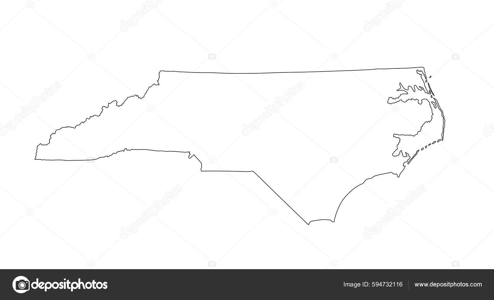 Blank North Carolina Map Vector Silhouette Illustration Isolated White ...