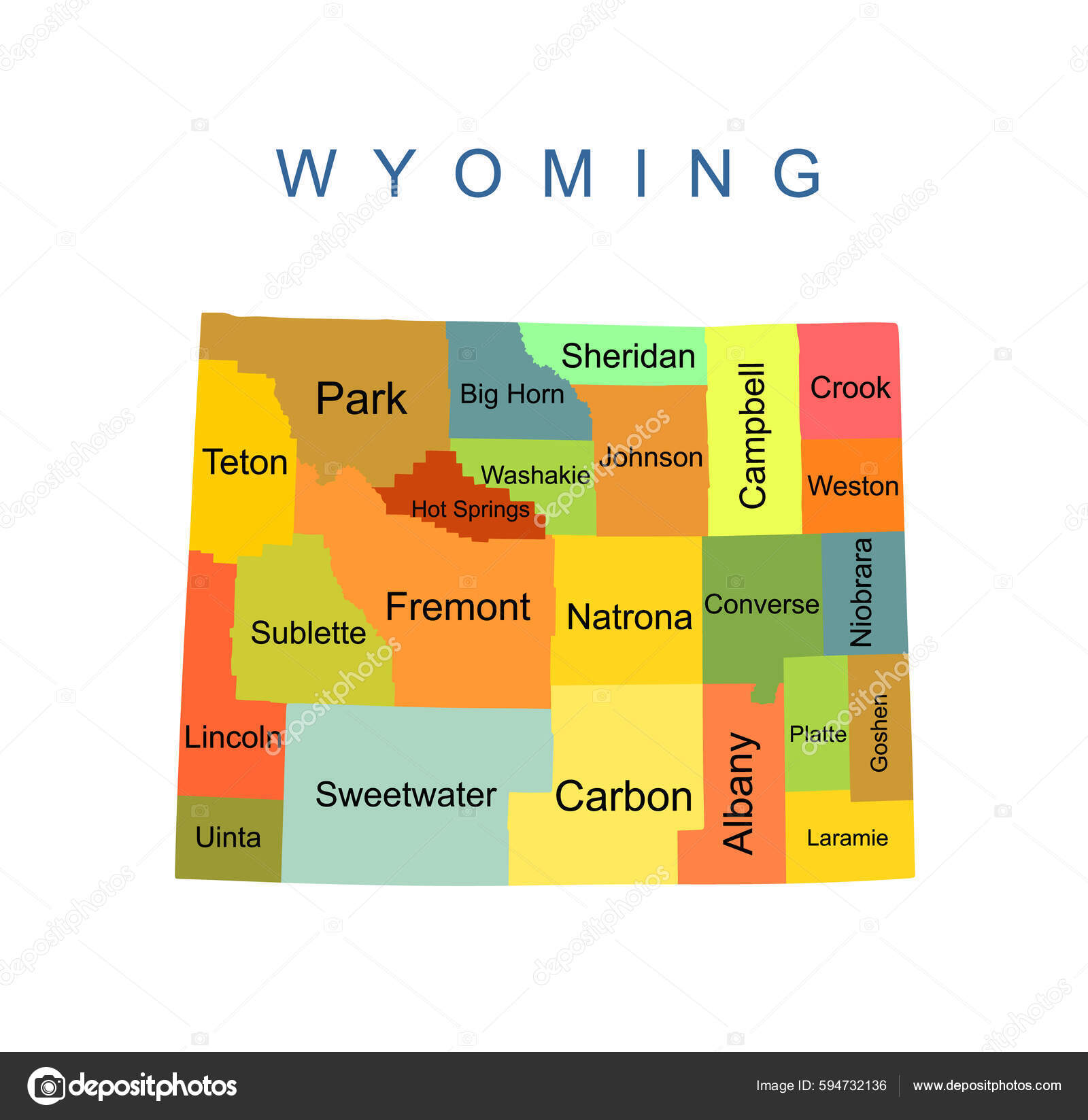 Image vectorielle Colorful Wyoming State Vector Map Silhouette ...