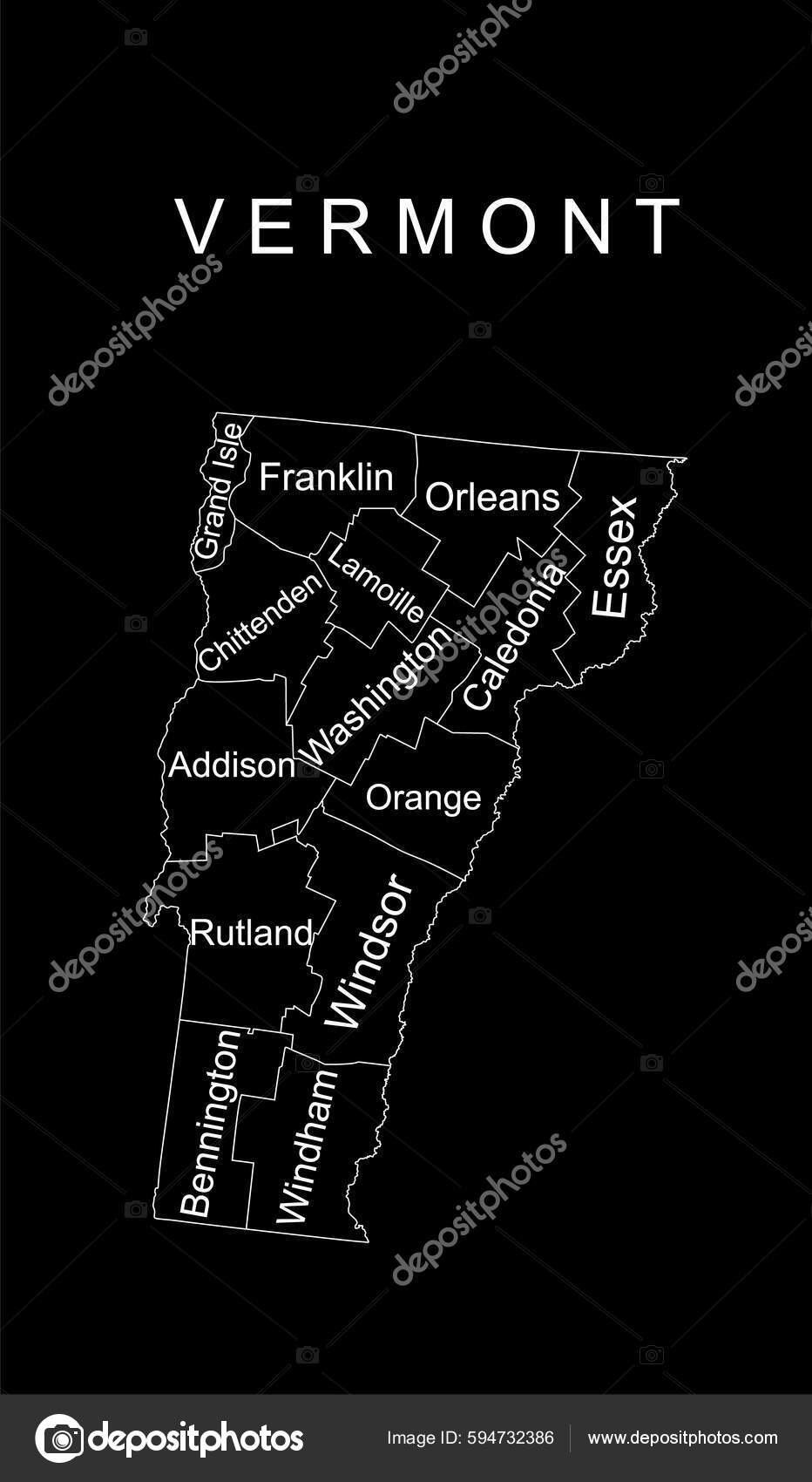 Vermont State Vector Map Silhouette Illustration Isolated Black ...