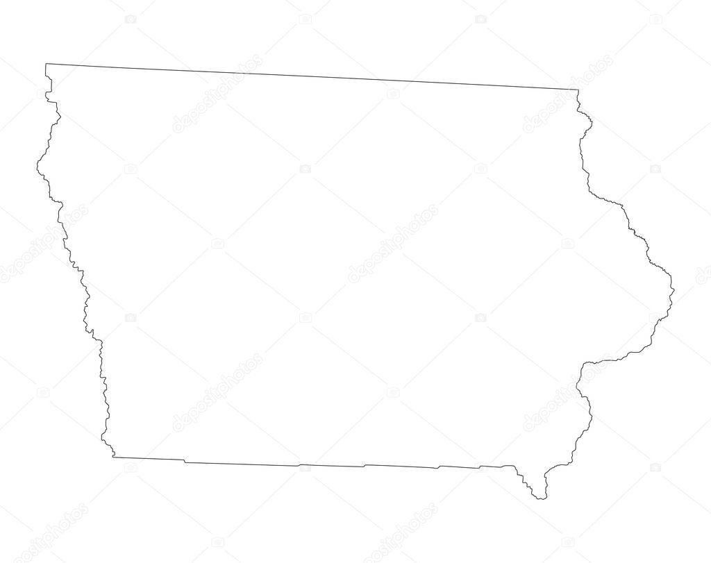 Blank Iowa Vector Map Silhouette Illustration Isolated White Background ...