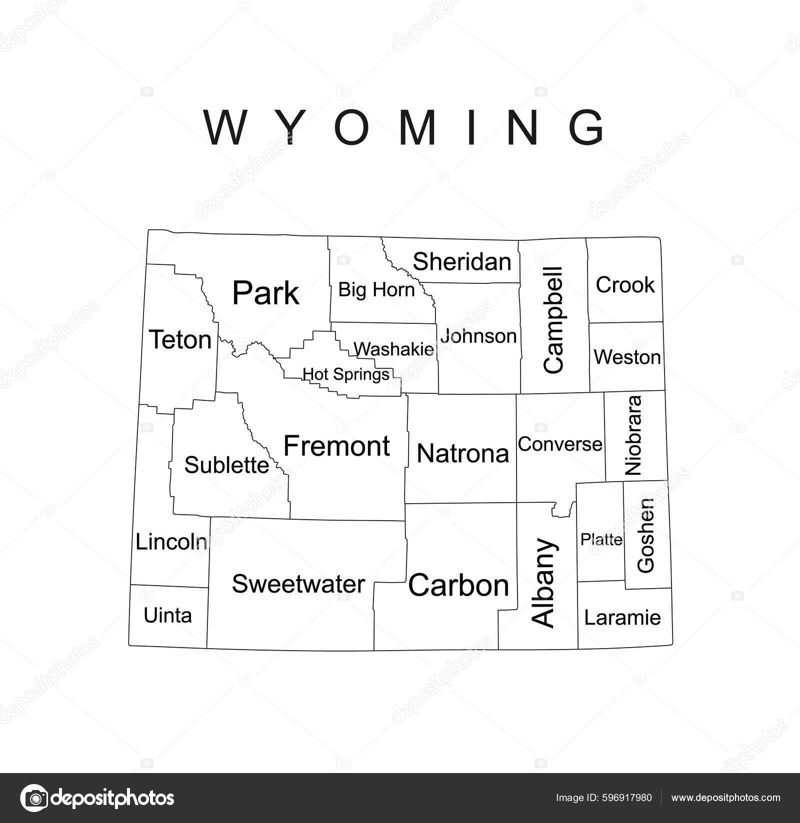 Wyoming State Vector Map Silhouette Illustration Isolated White ...