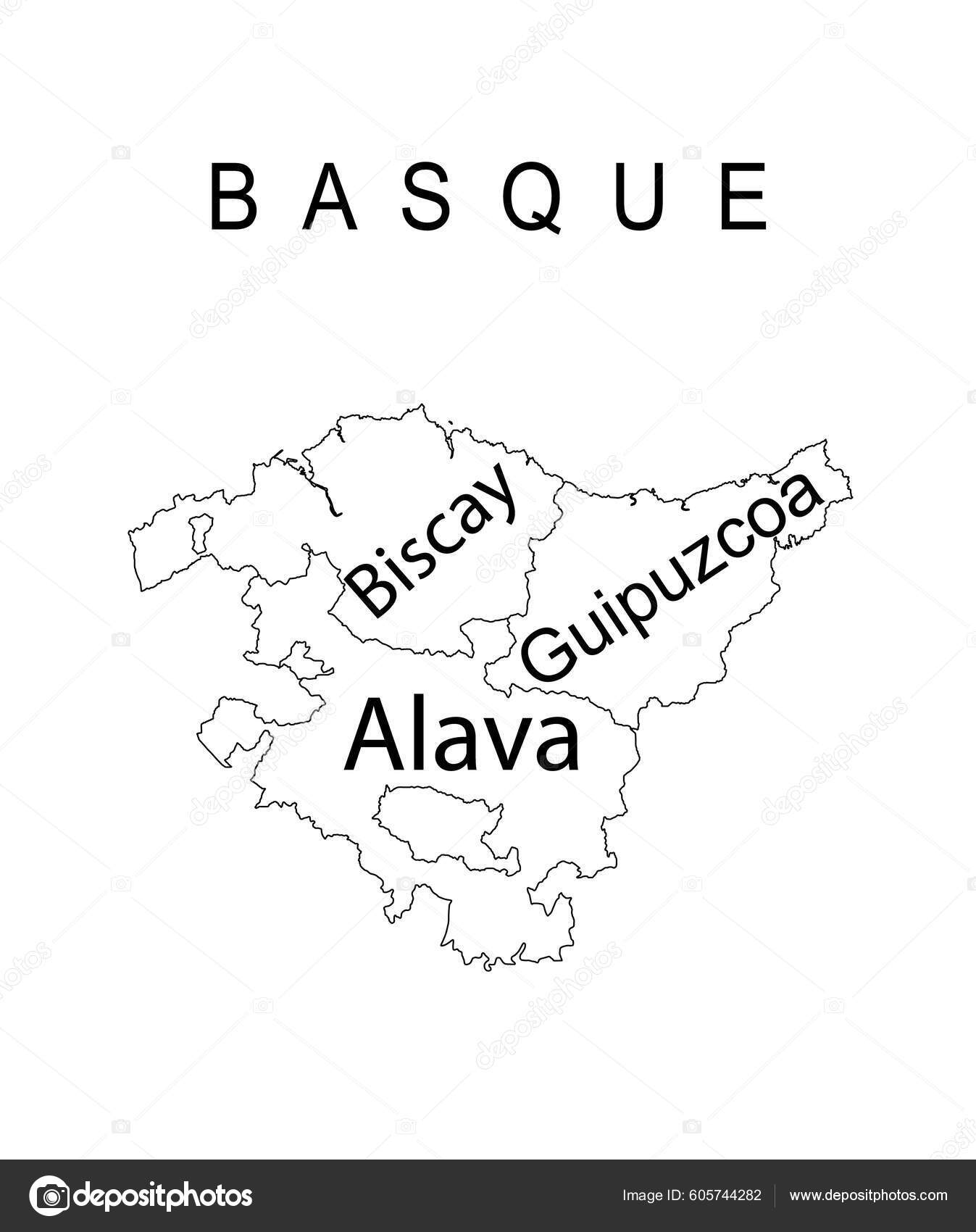 Autonomous Community Basque Map Line Contour Vector Silhouette ...