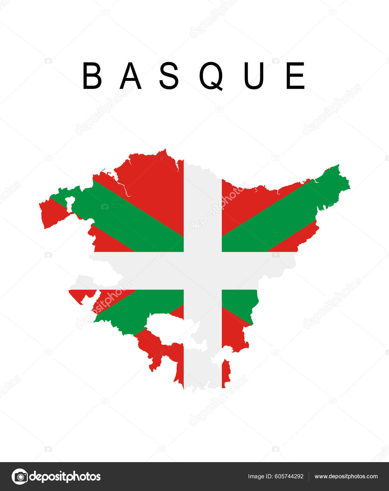 Autonomous Community Basque Map Flag Vector Silhouette Illustration Isolated White Stock Vector ...
