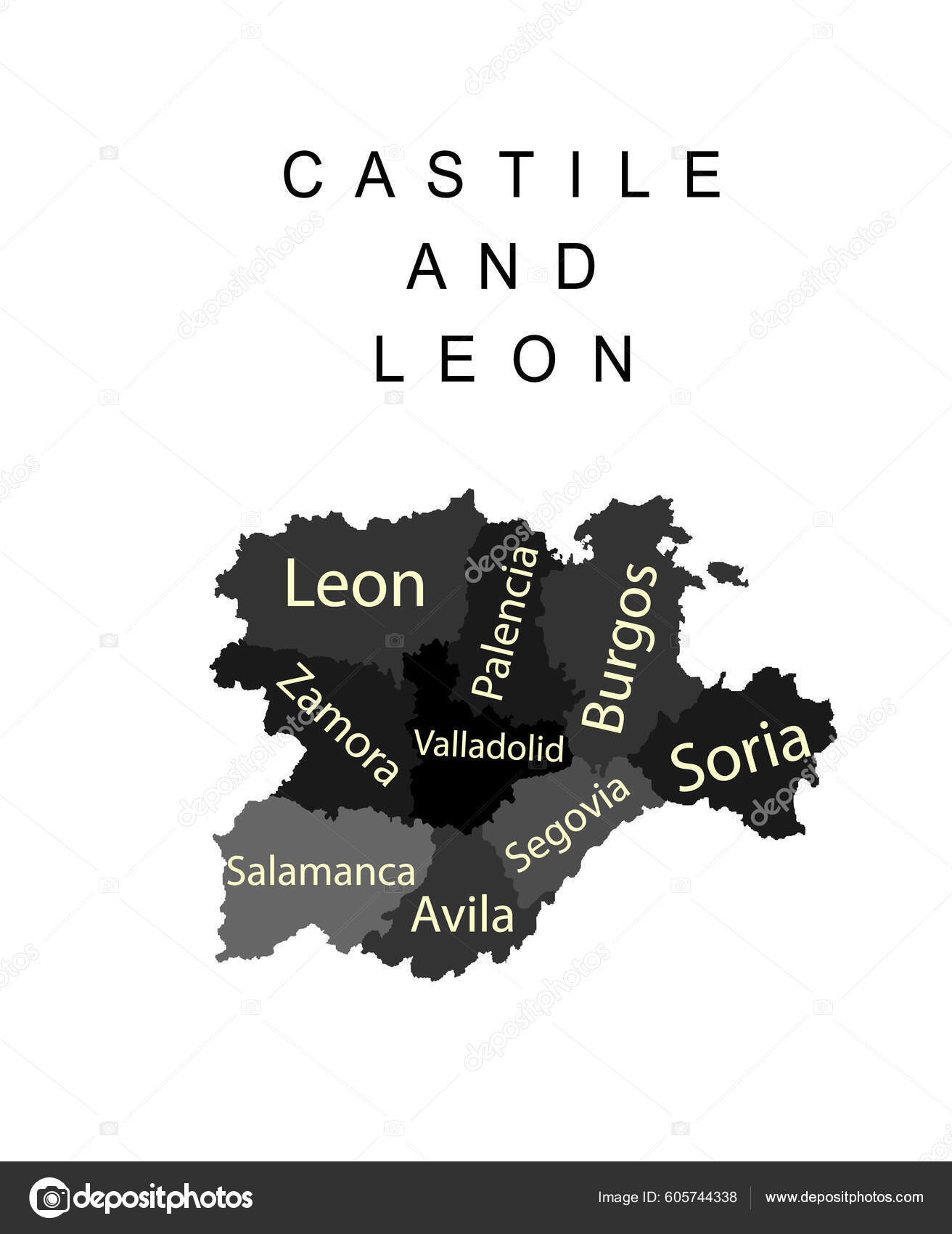 Autonomous Community Castile Leon Map Vector Silhouette Illustration ...
