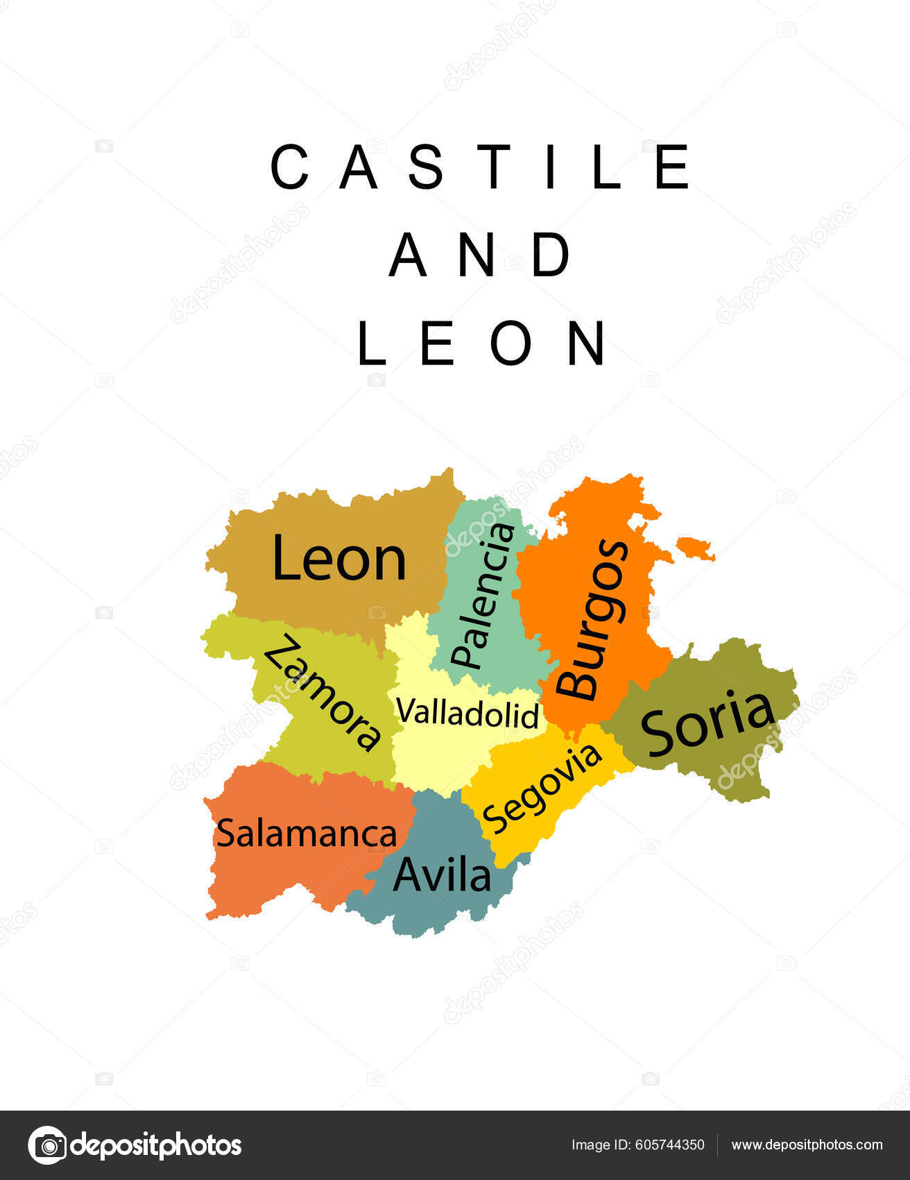 Autonomous Community Castile Leon Map Vector Silhouette Illustration ...