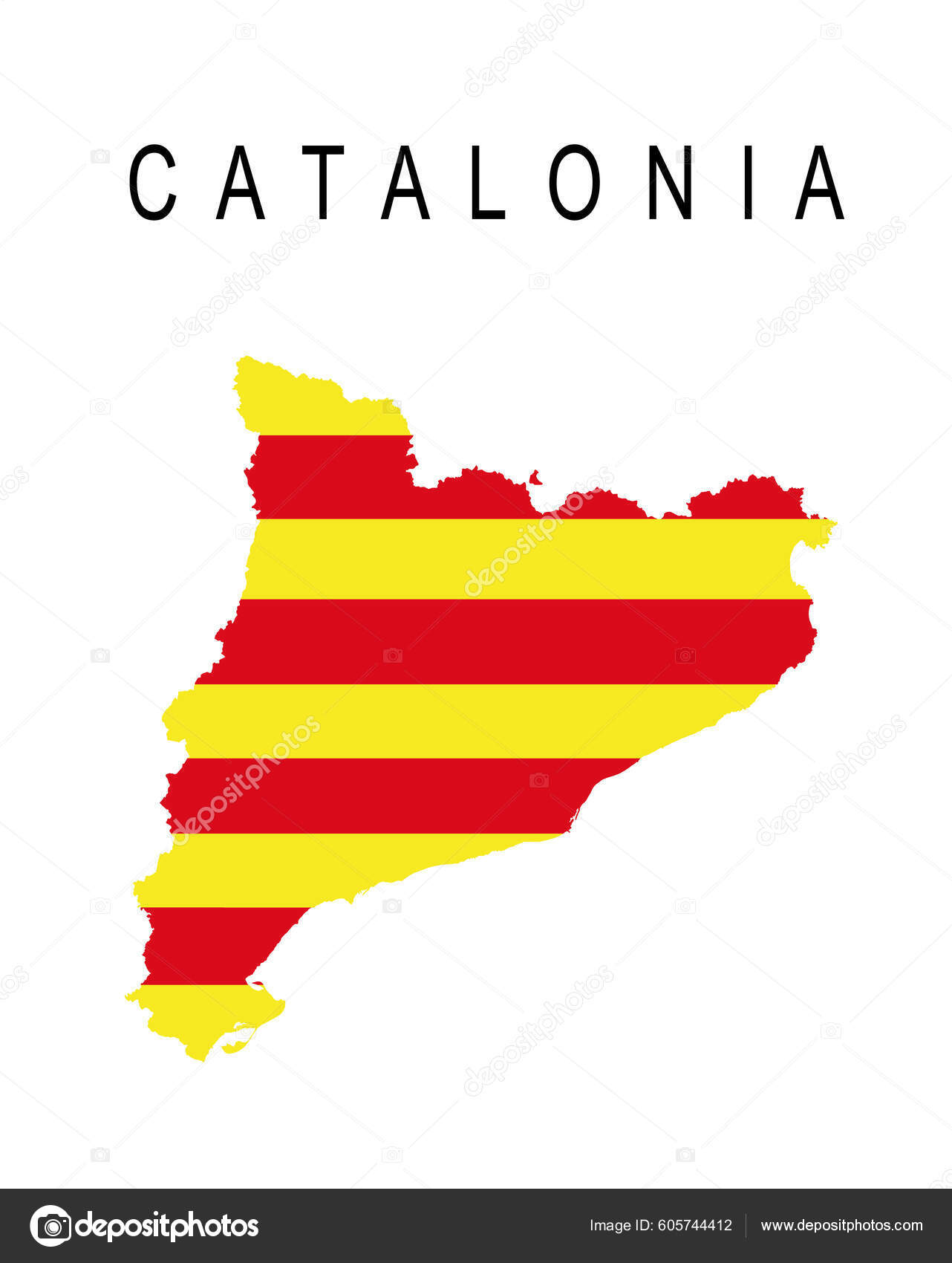 Autonomous Community Catalonia Map Flag Vector Silhouette Illustration ...