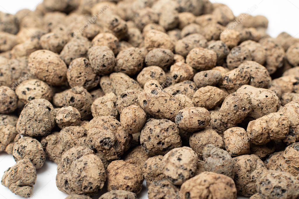 Fondo de textura de arcilla expandida o exclay primer plano. Macro shot ...