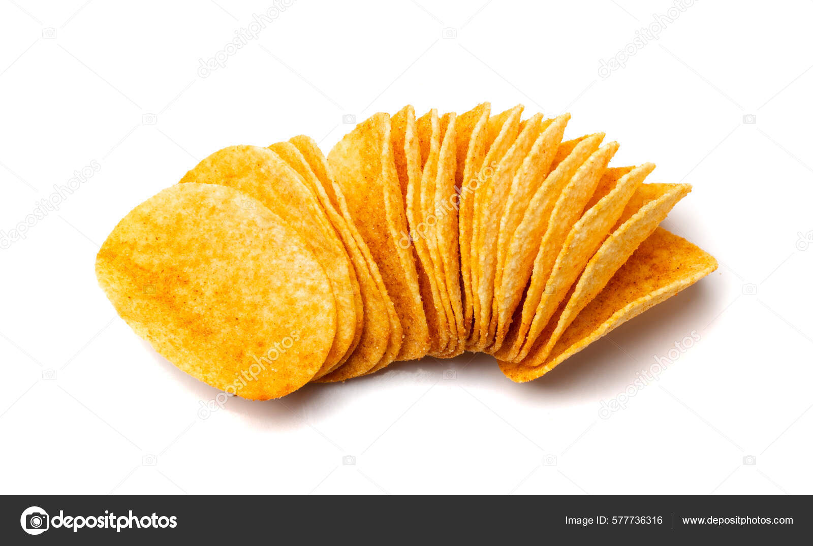 Potato Chips Stack Isolated Crispy Thin Potato Snack Pile Fast Stock ...