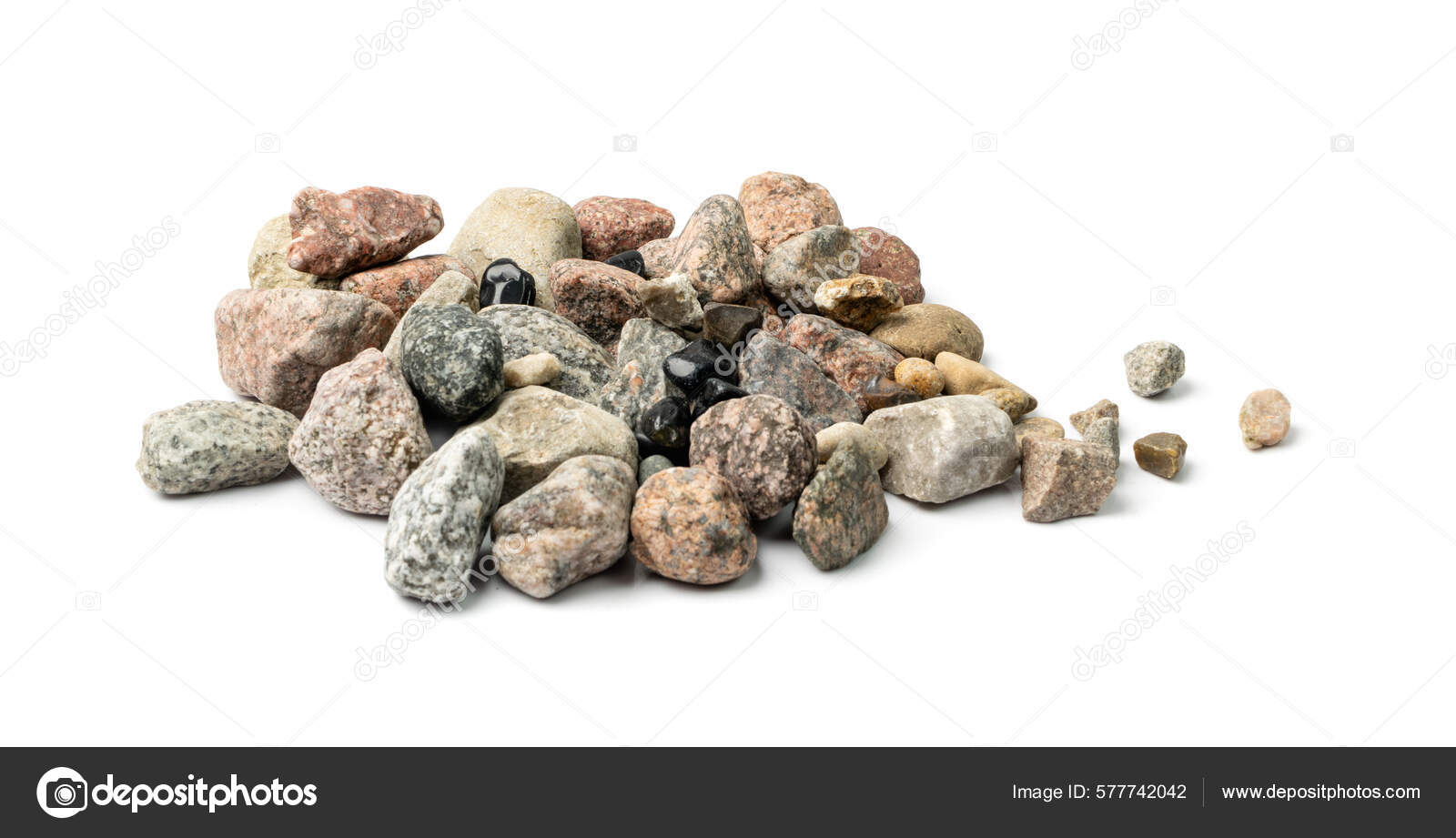 Colorful Pebbles Pile Isolated Scattered River Stones Group Basalt ...