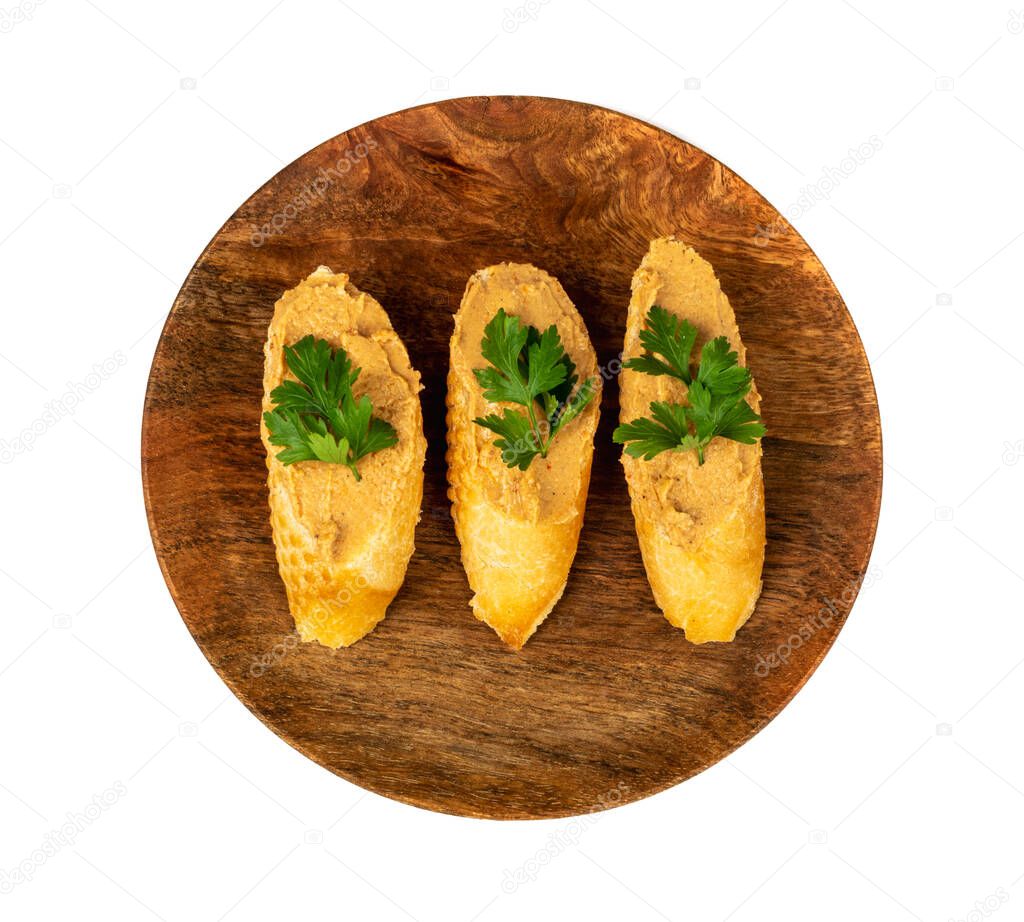 Pasta de carne sobre pan aislado. Sandwiches de paté, tostadas de ...