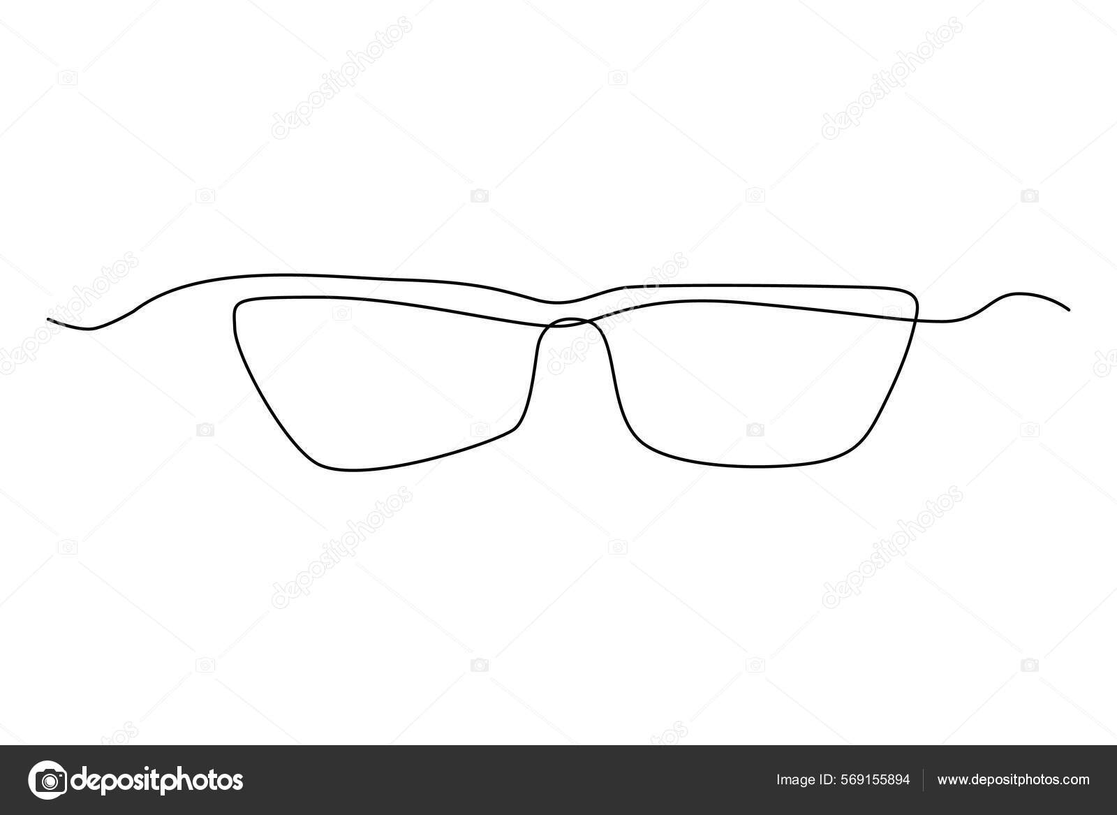 Line Drawing Glasses Single Draw Eyeglasses Line Art Ocular Continuous ...