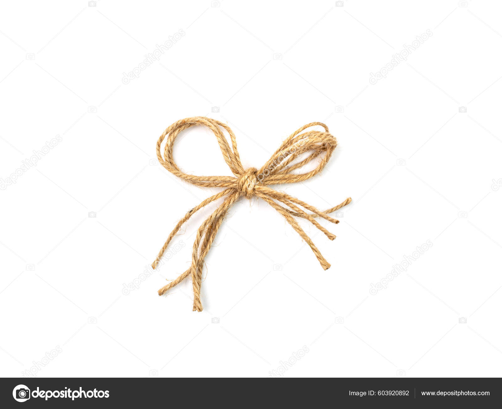 String Bow Isolated Jute Rope Bows Packaging Cord Knots Knotted — Stock ...