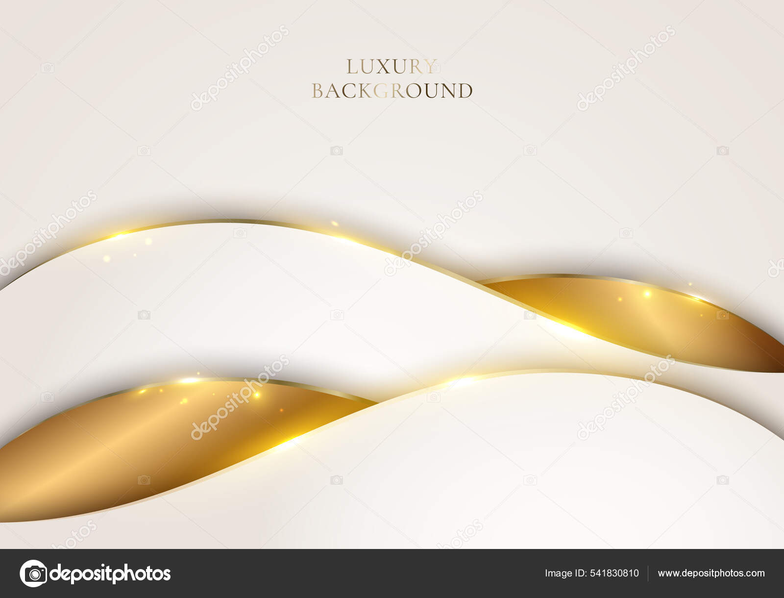 Modern Luxury Template Design White Light Brown Curved Shapes Golden ...