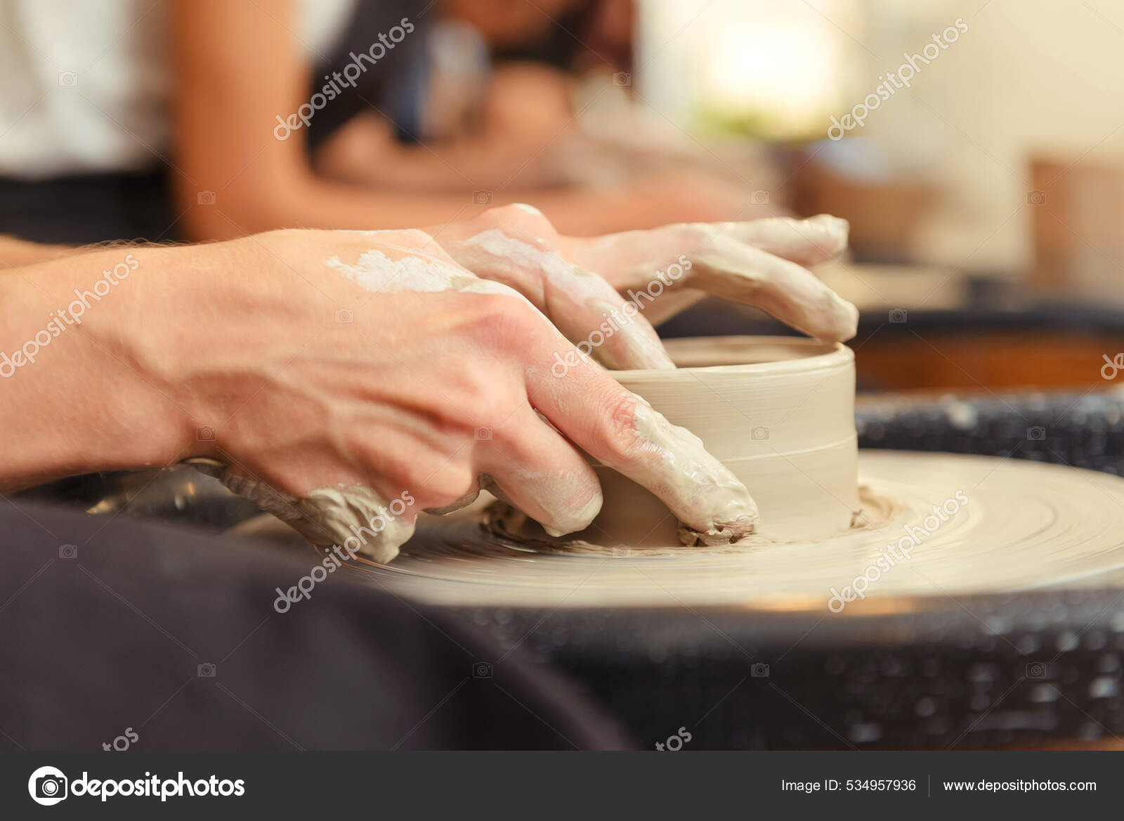 Woman's Hands Making Pottery Close Circle — Stock Photo ...
