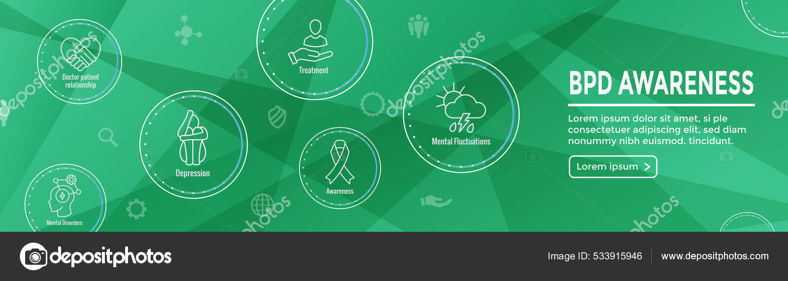 Bpd Borderline Personality Disorder Icon Set Web Header Background ...