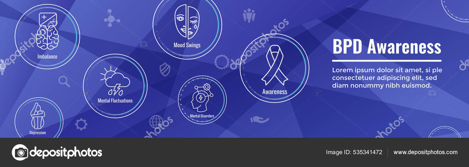 Bpd Borderline Personality Disorder Icon Set Web Header Background ...