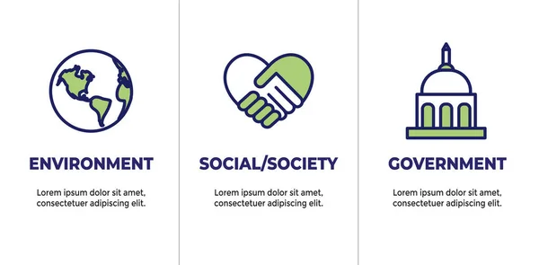Environment Environmental Social Government Governance Icon Set Esg ...