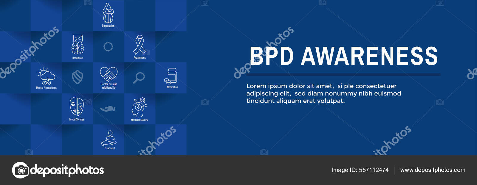 Bpd Borderline Personality Disorder Icon Set Web Header Background ...