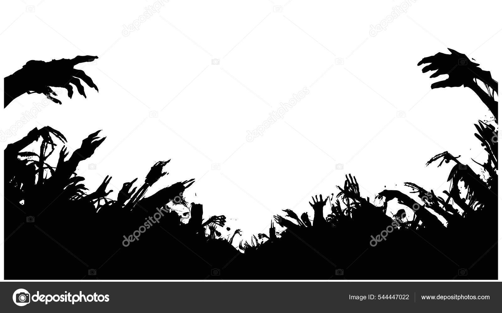 Black Silhouettes Sinister Undead Hands Rising Ground Bony Fleshy Whole ...