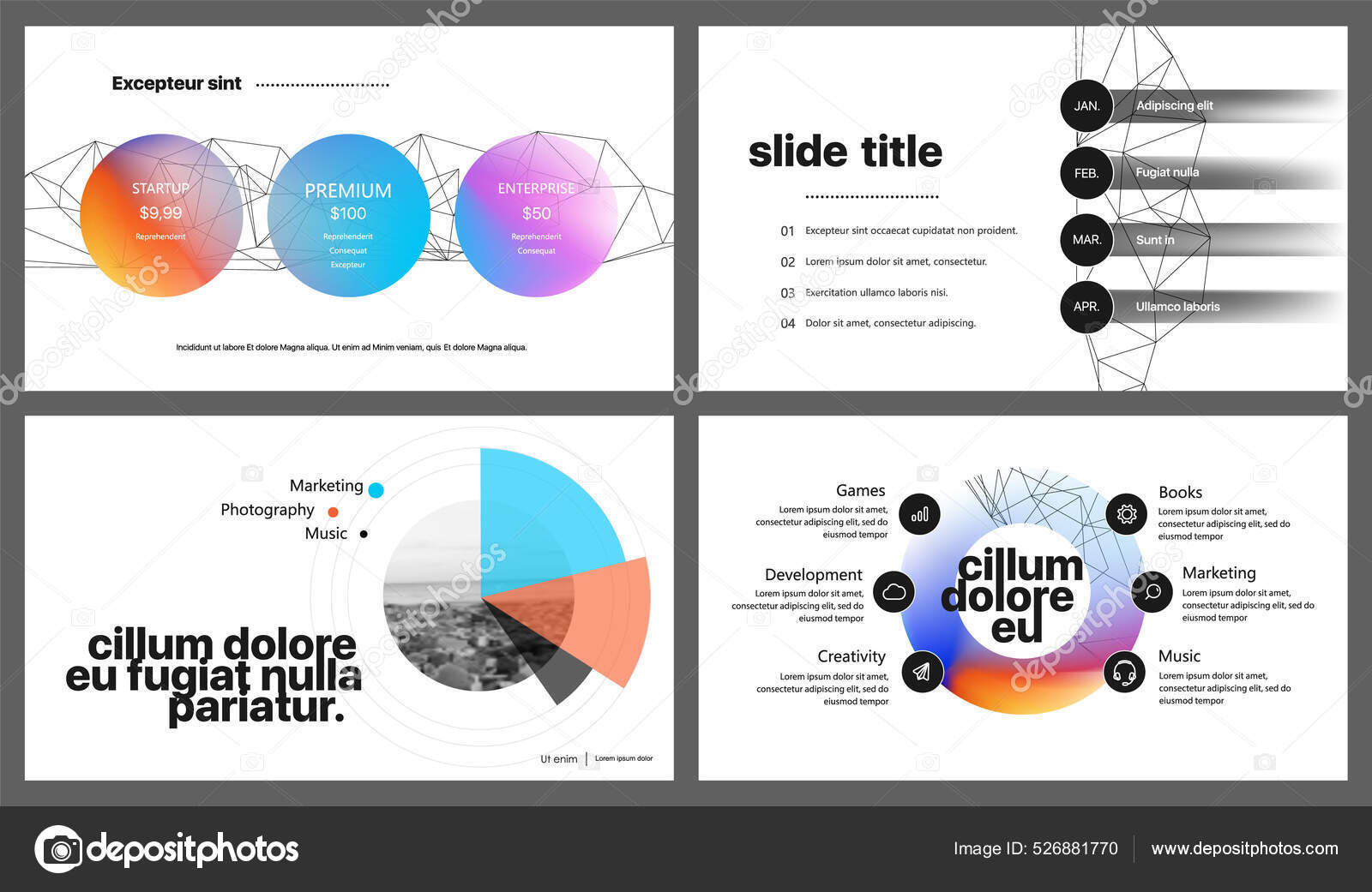 Presentation templates. Composition of geometric shapes and clipping ...